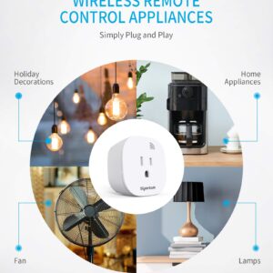 Syantek Remote Control Outlet Wireless Light Switch for Household Appliances, Expandable Remote Light Switch Kit, Up to 100 ft Range, FCC Certified, ETL Listed, White (5 Outlets + 2 Remotes)