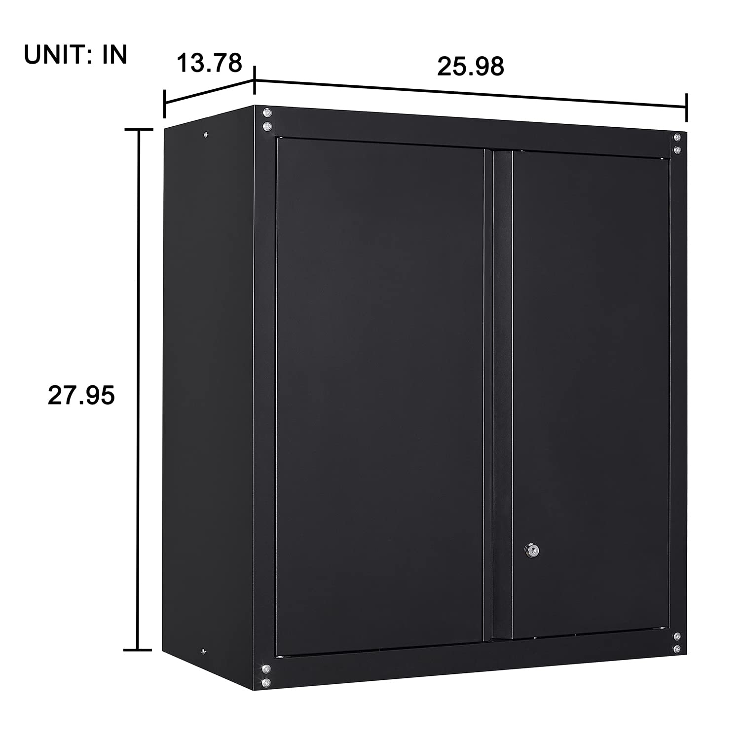 GREATMEET Metal Wall Cabinet, Wall Mounted Metal Cabinet for Garage Storage, Storage Cabinet with Doors and Adjustable Shelf, Garage Cabinet with Lock, Steel Cabinet for Utility Room