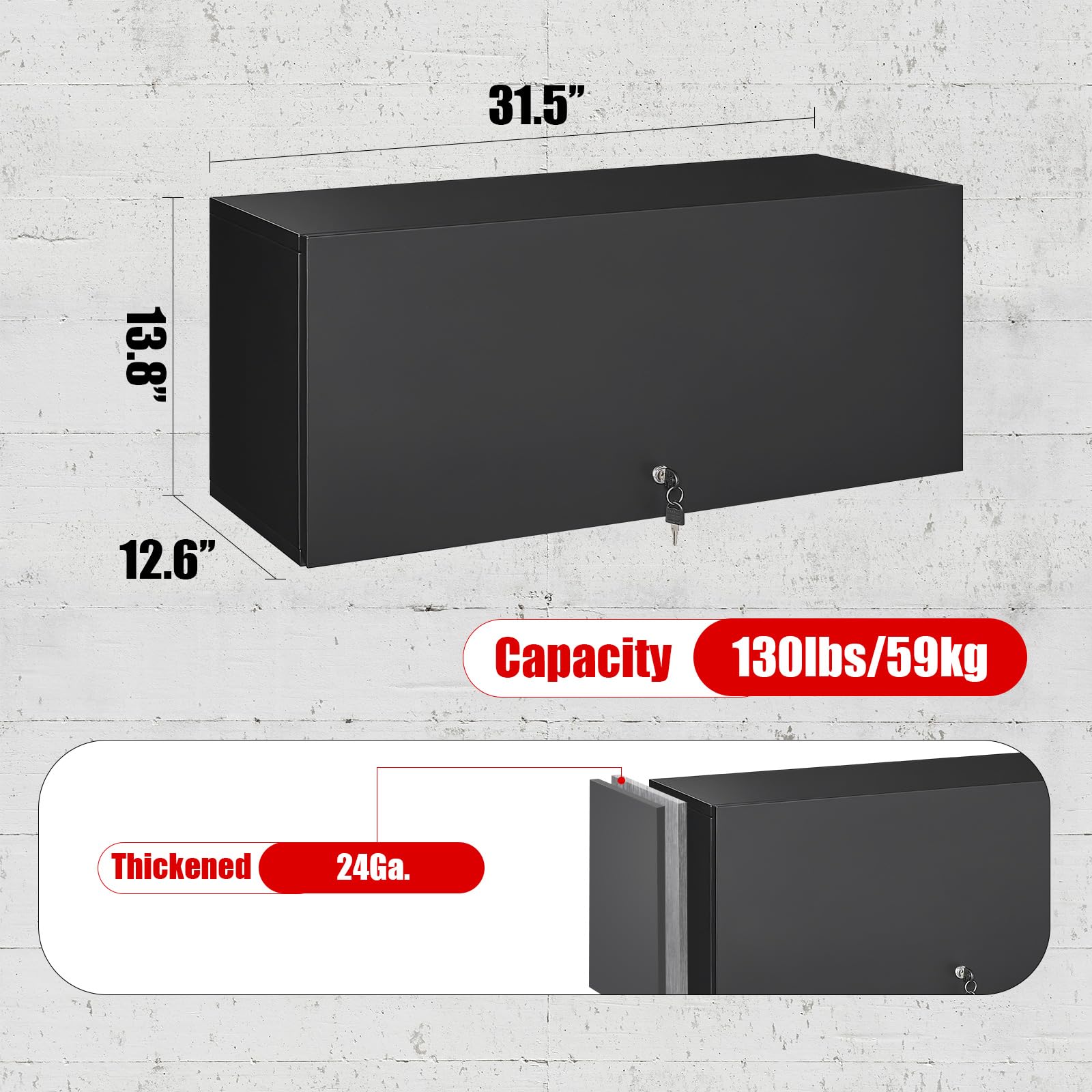 MetalMax Metal Garage Storage Cabinet Small Wall-Mounted Locking Cabinet Hanging Garage Cabinets Medicine Cabinet Lockable Steel Utility Cabinets Floating Garage Tool Cabinet 14" H Assembly Required