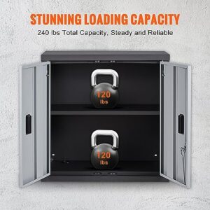 VEVOR Metal Garage Locker Mounted 26" Small Tool Chest 240 LBS Loading Capacity Adjustable Shelf Magnetic Door File for Warehouse Office Home Black