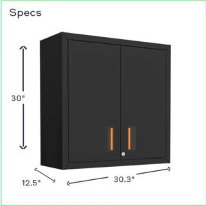 itbe Ready-to-Assemble Floating Garage Storage Cabinet - Wall Mount Garage Cabinet w/Lockable 2 Doors, 44 lbs Shelf Capacity, Removable Shelf, Heavy-Duty Steel Metal Cabinet (Black)