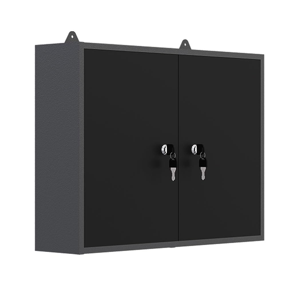 JZD Metal Storage Hanging Cabinets, Steel Wall Mounted Garage Tool Cabinet, Black & Grey