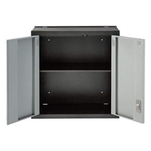 ROCKPOINT Wall Foldable Storeage Cabinets with Doors,Garage Storage Cabinet 2 Shelves & Locker,Metal Grey