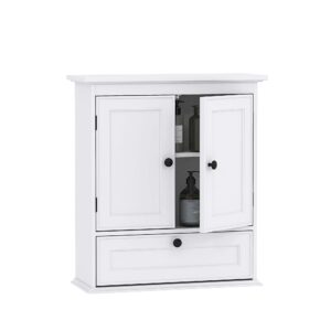 spirich bathroom cabinet wall mounted, small bathroom wall cabinet over toilet, medicine cabinet organizer with doors and adjustable shelf, white