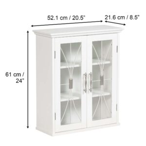 Teamson Home Delaney 20.5 in. x 24 in. 2-Door Removable Wooden Wall Cabinet with Adjustable Shelves for Storage Solutions in Bathrooms, Kitchens, Laundry Rooms, Home Offices, White