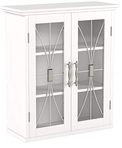 Teamson Home Delaney 20.5 in. x 24 in. 2-Door Removable Wooden Wall Cabinet with Adjustable Shelves for Storage Solutions in Bathrooms, Kitchens, Laundry Rooms, Home Offices, White