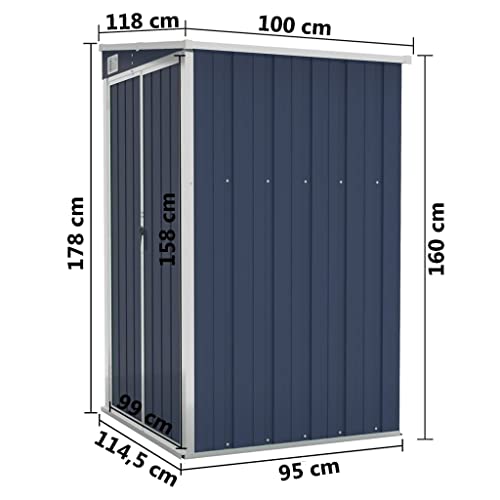 Wall-Mounted Metal Storage Shed for Outdoor, Outdoor Storage Shed with Lockable Doors, Utility Tool Shed Storage Cabinet for Garden, Backyard, Patio, Outside use, Anthracite 46.5"x39.4"x70.1" Steel