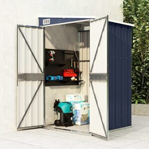 Wall-Mounted Metal Storage Shed for Outdoor, Outdoor Storage Shed with Lockable Doors, Utility Tool Shed Storage Cabinet for Garden, Backyard, Patio, Outside use, Anthracite 46.5"x39.4"x70.1" Steel