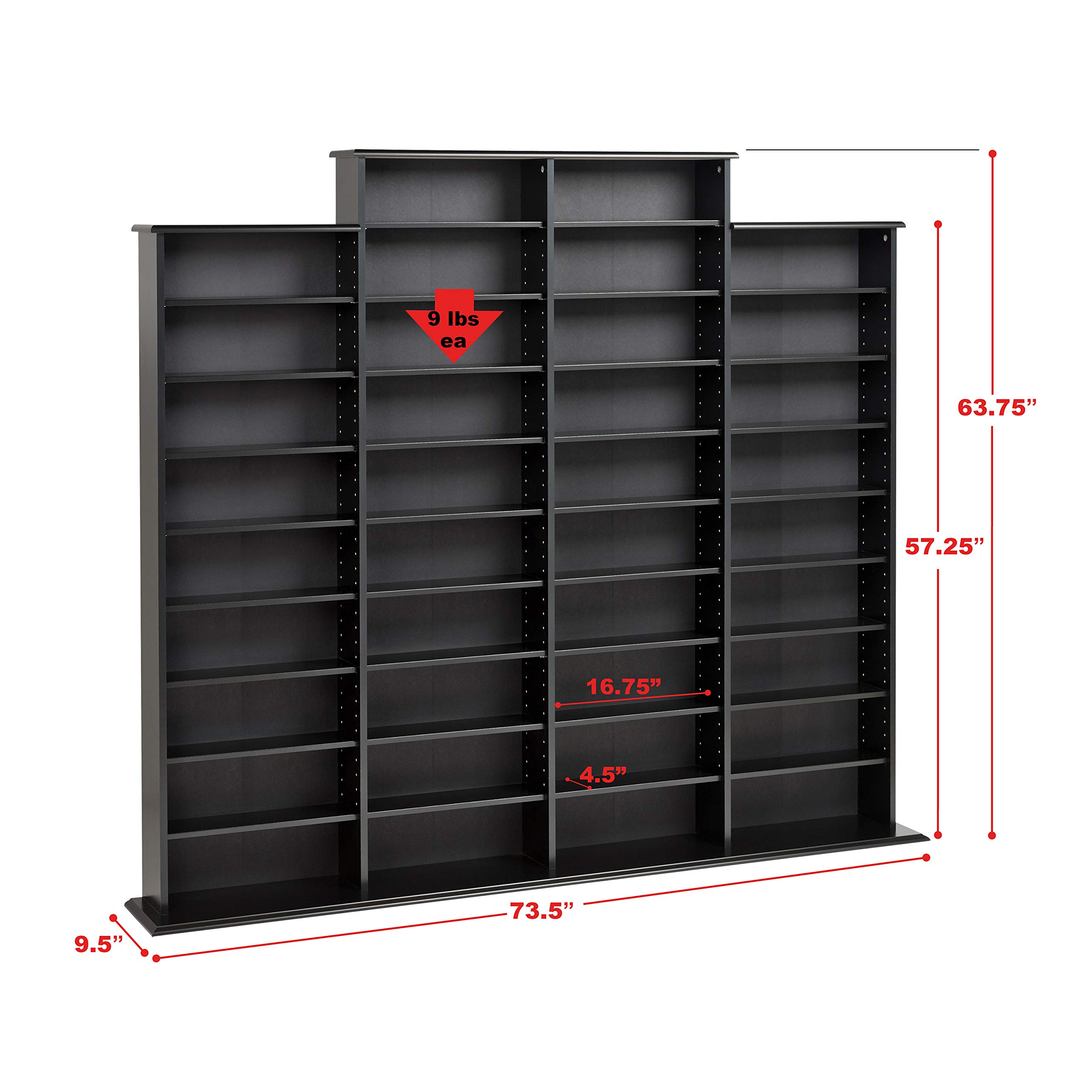 Prepac Quad Width Wall 32 tier Storage Cabinet, Black