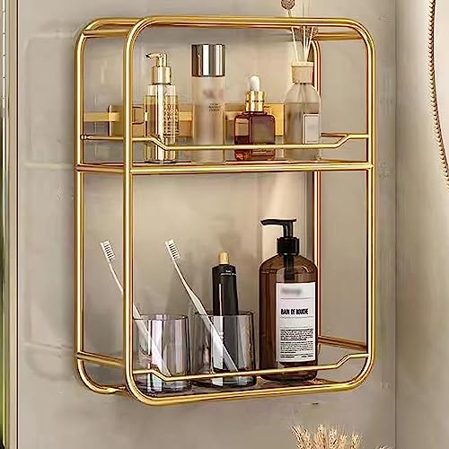 FZYUAN Bathroom Wall Cabinet Metal Medicine Cabinet Bathroom Cabinet Wall Mounted Over The Toilet Storage Cabinet Hanging Cabinet for Bathroom Livingroom Kitchen Cupboard,2 Level