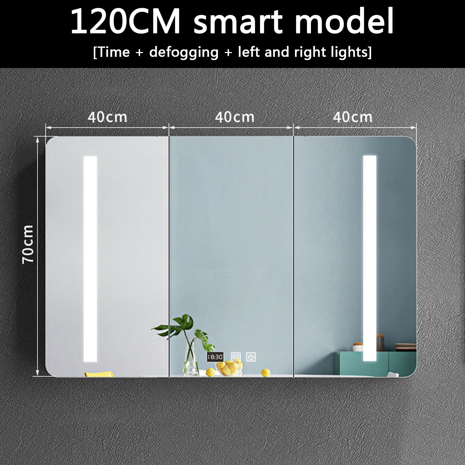 JDMTM Medicine Cabinet with Mirror Bathroom Mirror Cabinet with Storage Wall Mounted Medicine Cabinet Metal Framed Recessed Bathroom Medicine Cabinet-W120*H70cm/W47.2*H27.5in-Silver