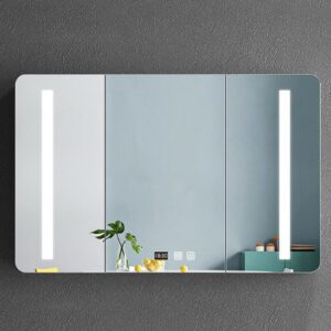 JDMTM Medicine Cabinet with Mirror Bathroom Mirror Cabinet with Storage Wall Mounted Medicine Cabinet Metal Framed Recessed Bathroom Medicine Cabinet-W120*H70cm/W47.2*H27.5in-Silver