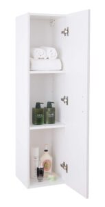 basicwise modern long bathroom wall mounted cabinet, white,