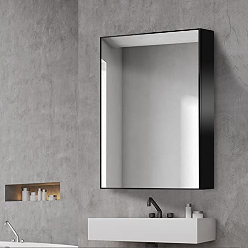 ZAYEN Bathroom Mirror Cabinet, Metal Bathroom Mirror Cabinet Modern Wall Mounted Rectangle Storage Cabinet Locker Wall Cabinet with Makeup Mirror