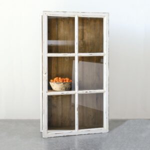 creative co-op antique white wood wall 3 shelves cabinet