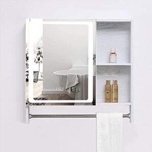 zayen bathroom mirror cabinet, wall mounted bathroom storage cabinet with smart touch switch makeup mirror multifunctional defogging metal aluminum vanity mirror cabinet