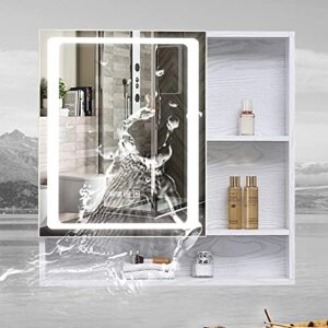 ZAYEN Bathroom Mirror Cabinet, Wall Mounted Bathroom Storage Cabinet with Smart Touch Switch Makeup Mirror Multifunctional Defogging Metal Aluminum Vanity Mirror Cabinet