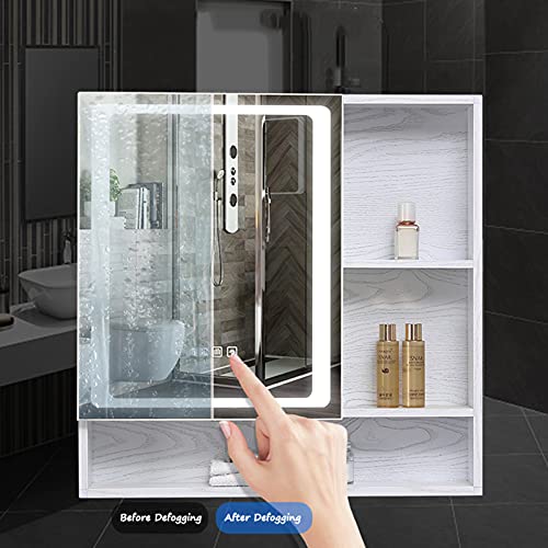 ZAYEN Bathroom Mirror Cabinet, Wall Mounted Bathroom Storage Cabinet with Smart Touch Switch Makeup Mirror Multifunctional Defogging Metal Aluminum Vanity Mirror Cabinet