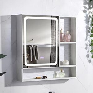 ZAYEN Bathroom Mirror Cabinet, Wall Mounted Bathroom Storage Cabinet with Smart Touch Switch Makeup Mirror Multifunctional Defogging Metal Aluminum Vanity Mirror Cabinet