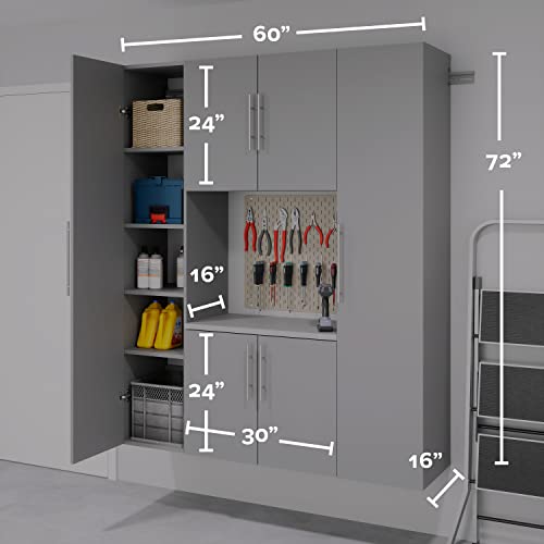 Prepac HangUps Work Storage Cabinet Set Q-4pc, 60 in. W x 72 in. H x 16 in. D, Light Gray, 30 Cubic Feet