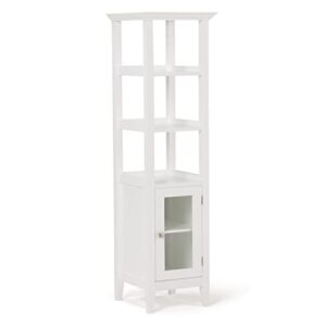 simplihome acadian 56" h x 16" w transitional bath storage tower bath cabinet in pure white, for the bathroom