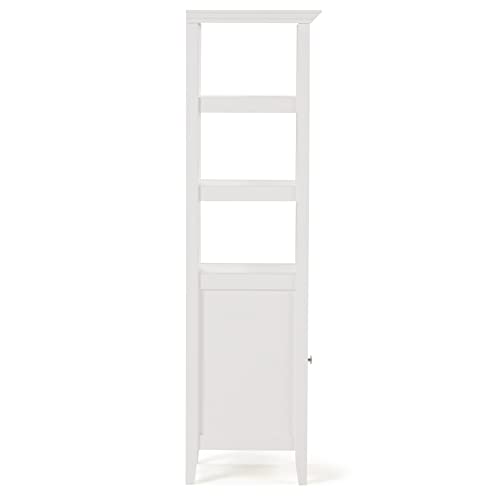 SIMPLIHOME Acadian 56" H x 16" W Transitional Bath Storage Tower Bath Cabinet in Pure White, For the Bathroom