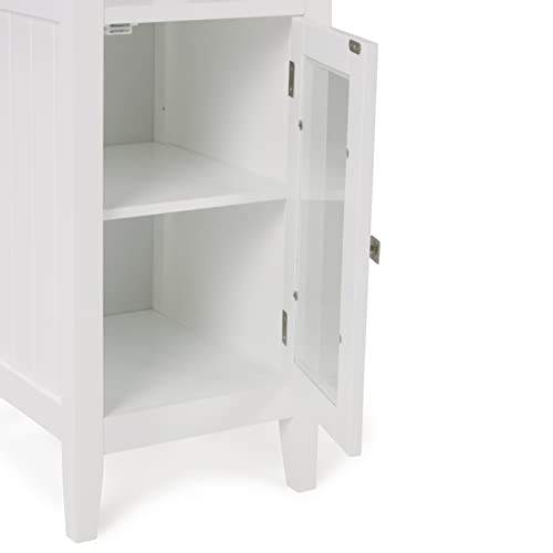 SIMPLIHOME Acadian 56" H x 16" W Transitional Bath Storage Tower Bath Cabinet in Pure White, For the Bathroom