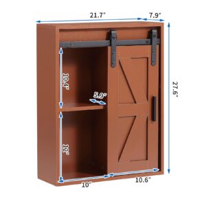 TMEOSK Modern Multifunctional Wooden Wall-Mounted Storage Cabinet with Adjustable Door, Waterproof for Bathroom Small Space Hallway, Brown