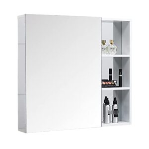 roltin bathroom mirror cabinet wall mounted locker bathroom mirror with shelf metal mirror cabinet wall cabinet (white 60 * 68 * 12cm)