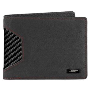 alcantara & real carbon fiber bi-fold wallet (red stitching)