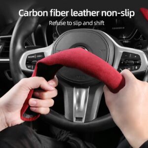 Steering Wheel Cover,Alcantara Leather Steering Wheel Grip,Fit 99% Car Wheel Protect Accessories (Red)