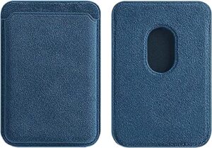 zysddz alcantara magnetic phone cardholder compatible with iphone 12/13/14 series, card holder compatible with magsafe magnet (navy)