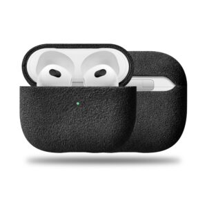 luxury alcantara airpods case. premium italian imported material. fully wrapped inside & outside. 360 protection. (airpods 3rd generation, black)