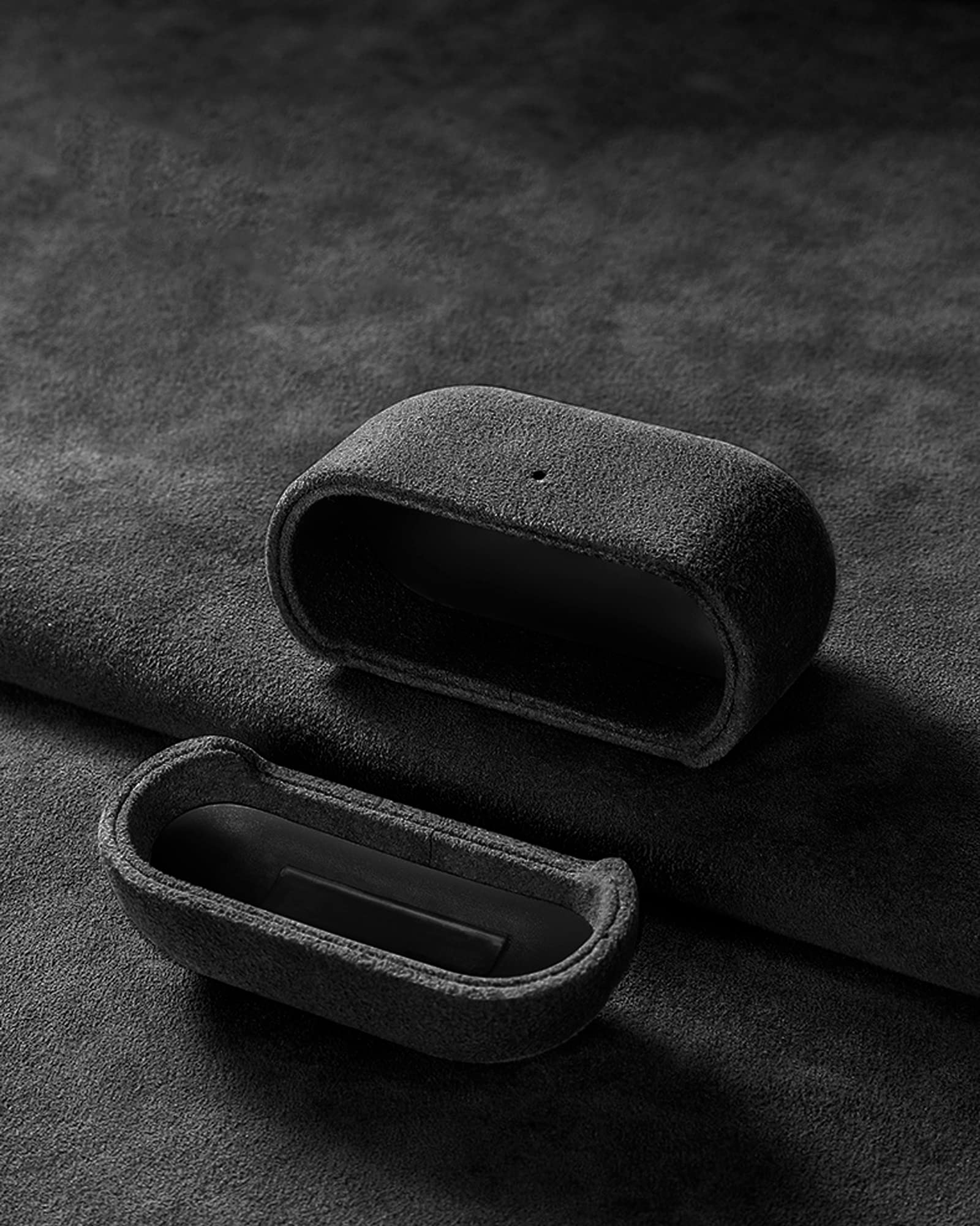 Luxury Alcantara AirPods Case. Premium Italian Imported Material. Fully Wrapped Inside & Outside. 360 Protection. (AirPods 3rd Generation, Black)