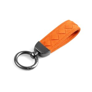 alfanxi car key ring,universal car keychain clip, italy alcantara loop (orange)