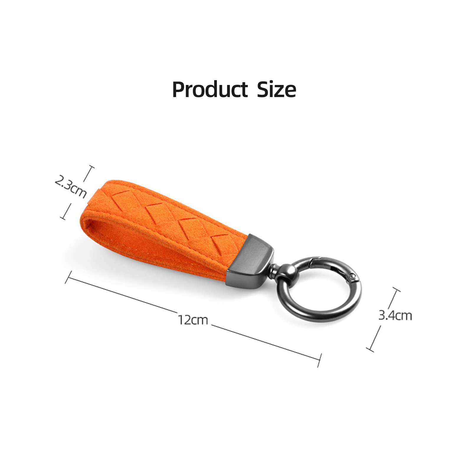 Alfanxi Car Key Ring,Universal Car Keychain Clip, Italy Alcantara Loop (Orange)