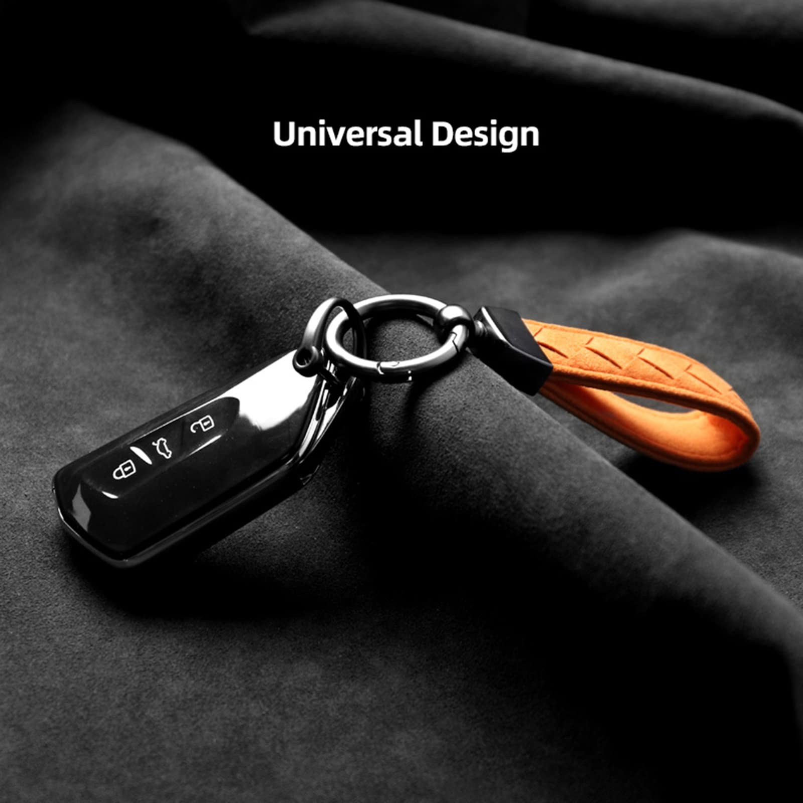 Alfanxi Car Key Ring,Universal Car Keychain Clip, Italy Alcantara Loop (Orange)