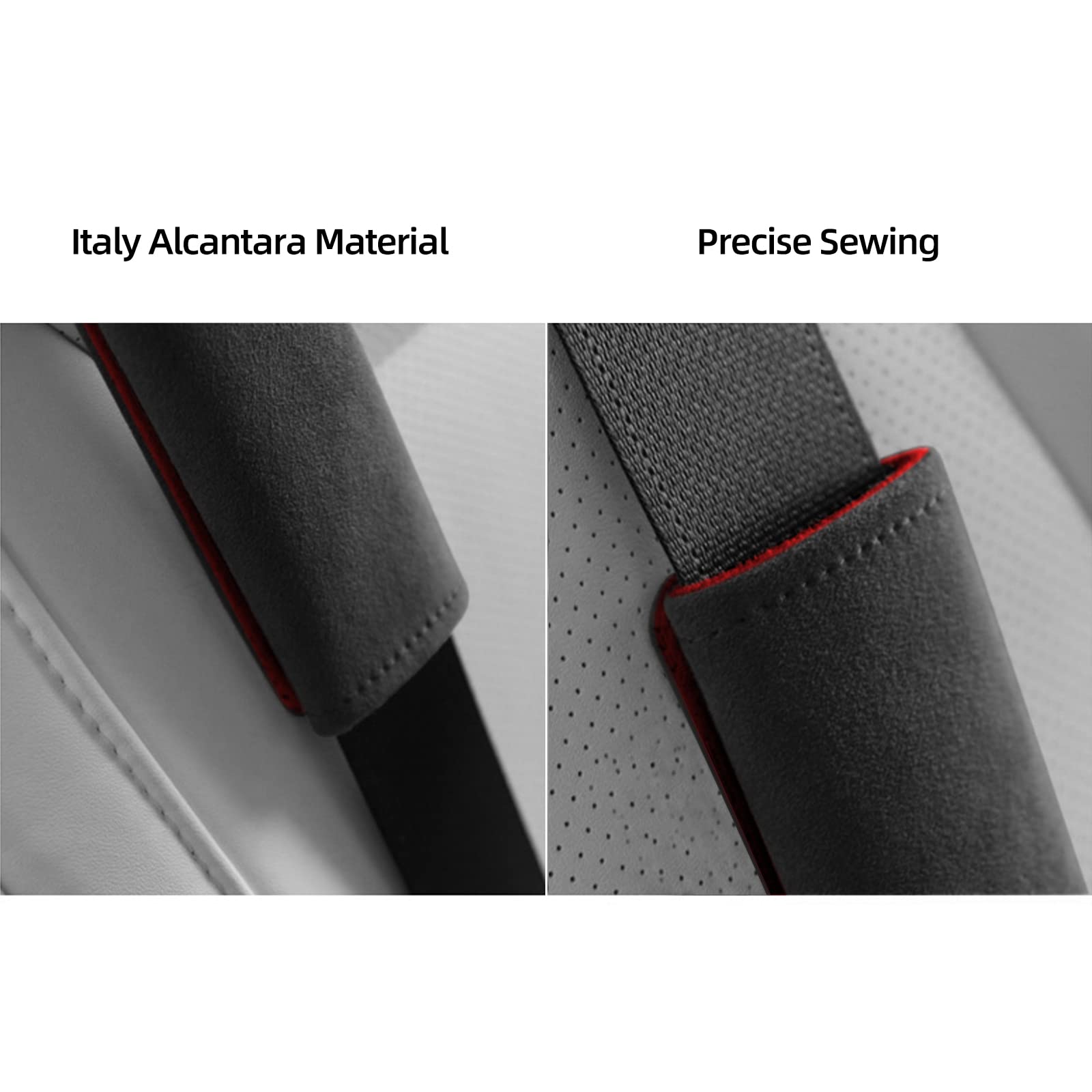 Alfanxi Soft Auto Seatbelt Cover Alcantara Material Seatbelt Shoulder Pad Compatible with All Cars (Black)