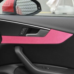 Toworldit 4pcs/Set Alcantara + ABS Material Inner Door Handle Cover Trim Sticker Compatible with Audi A4L 2017-2021 (Pink)