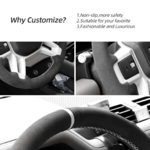 Alfanxi Hand Stitch Sewing Italy Alcantara Car Steering Wheel Cover Wrap for Land Rover Land Rover Defender 90 S/X-Dynamic SE