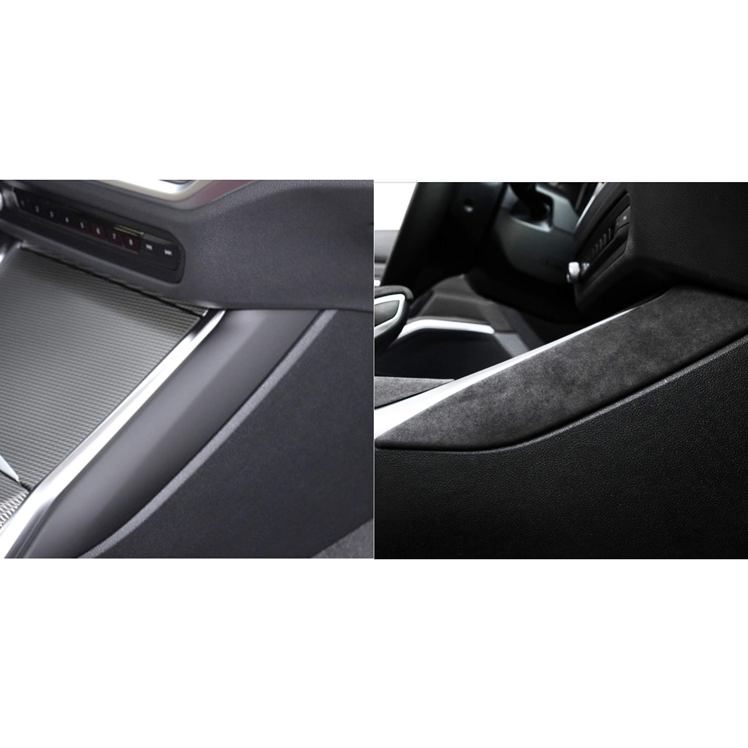 Toworldit 2pcs/Set Alcantara + ABS Gear Box Panel Cover Side Trim Sticker Compatible with BMW 3 Series G20 G28 2020-2023 (Black Gray)