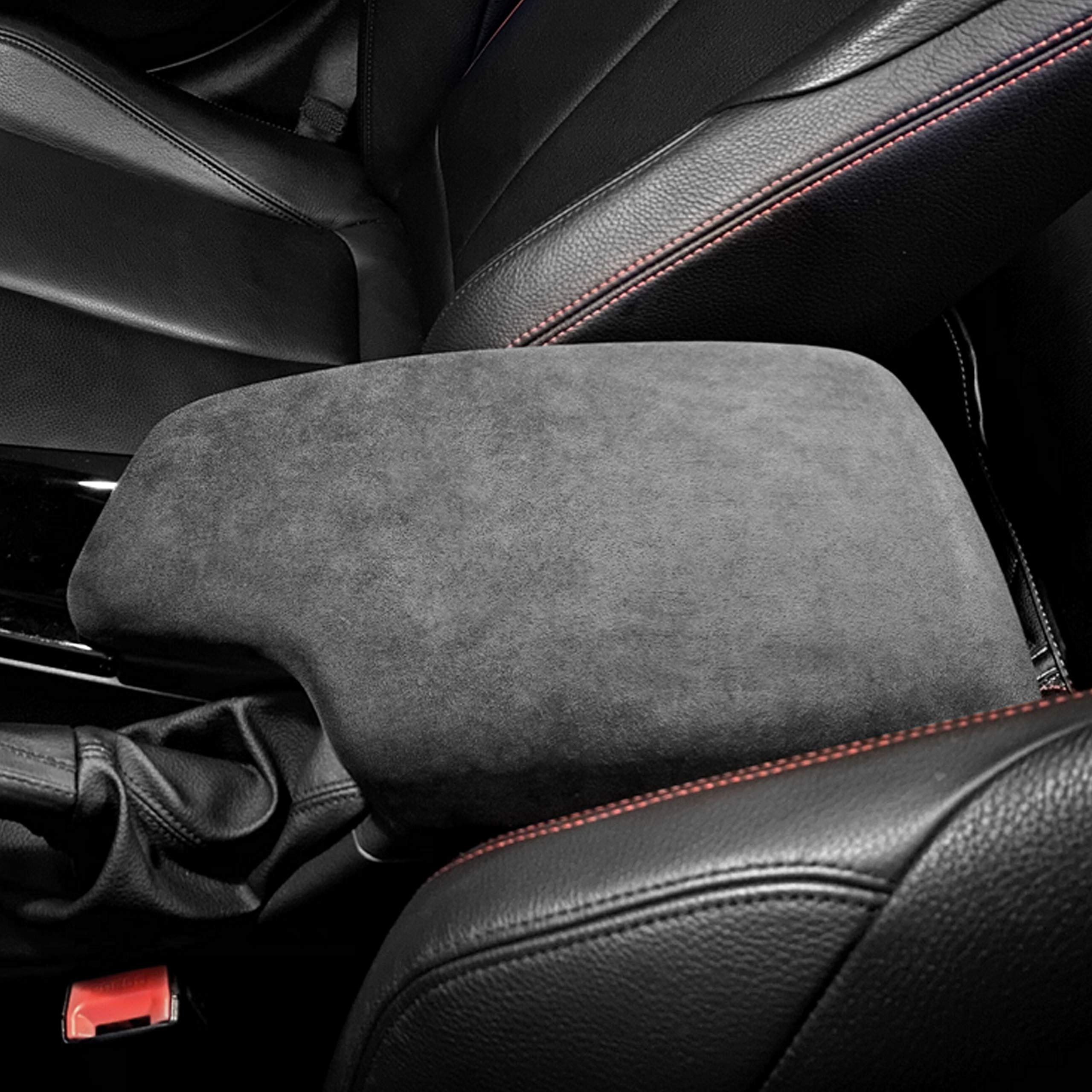 Toworldit Alcantara + ABS Central Control Armrest Box Cover Trim Sticker Compatible with BMW F31 F30 F36 F32 F34 3GT 3 4 Series 2013-2019 (Black Gray)