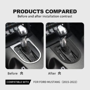 FDAIUN Car Gear Shift Box Panel Frame Shift Knob Cover Alcantara Style Interior Decoration Accessories for Ford Mustang 2015 2016 2017 2018 2019 2020 2021 2022（Black 1pcs）