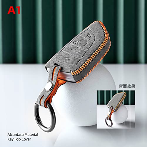 Alfanxi Key Fob Cover,Blade Shape Alcantara Material Key Case Shell for BMW 1 3 5 7 Series 530 F48 X1 X2 X3 X4 X5 X6 (A1Grey)