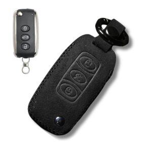 jannechou alcantara handmade leather smart key fob case holder shell cover compatible for bentley continental gt gtc mulsanne flying spur