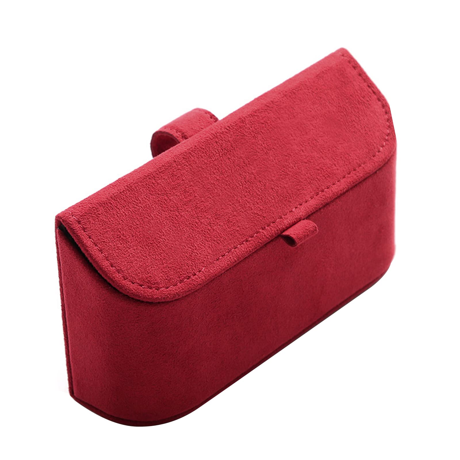 Alfanxi Glasses Holder for Car Sun Visor, Italy Alcantara Material Sunglasses Clip Storage Case Compatible with Most Cars (Red)