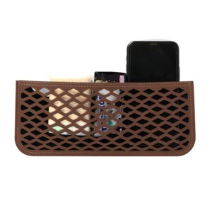 alfanxi car net pocket alcantara matarial phone holder net storage fit for most of car models (brown)