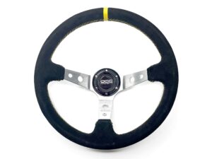 occ motorsport offset steering wheel track model alcantara silver arms - 90 mm full dish wheel - 350mm (14 inch)