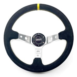 OCC Motorsport Offset Steering Wheel Track Model Alcantara Silver ARMS - 90 MM Full Dish Wheel - 350MM (14 INCH)