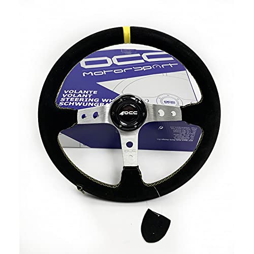 OCC Motorsport Offset Steering Wheel Track Model Alcantara Silver ARMS - 90 MM Full Dish Wheel - 350MM (14 INCH)